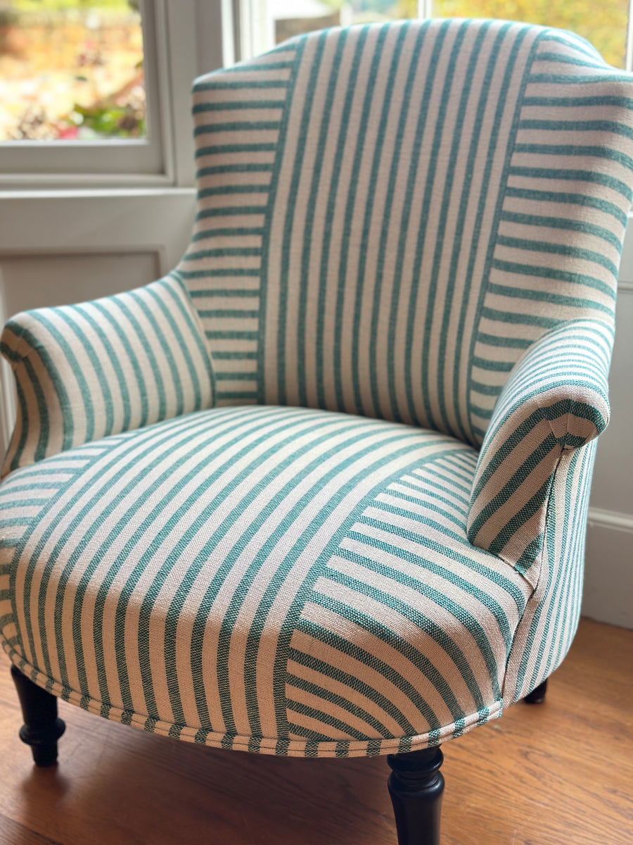 French Chair in GG Olive Sacking Peacock – Litten Tree Antiques