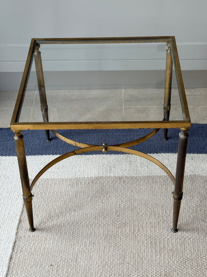 French Glass and Brass Side Table