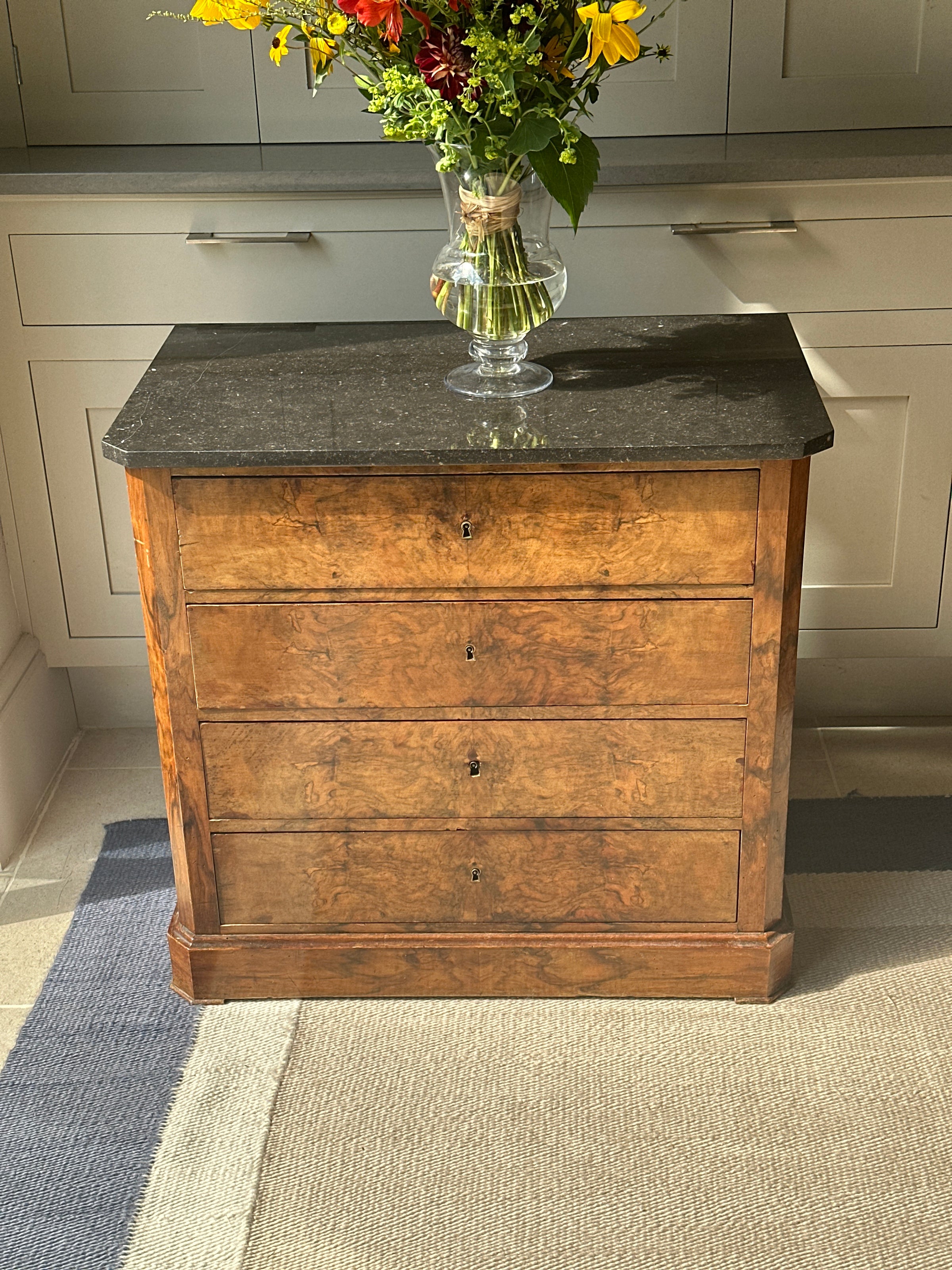 Small French Bedside Commode with marble top