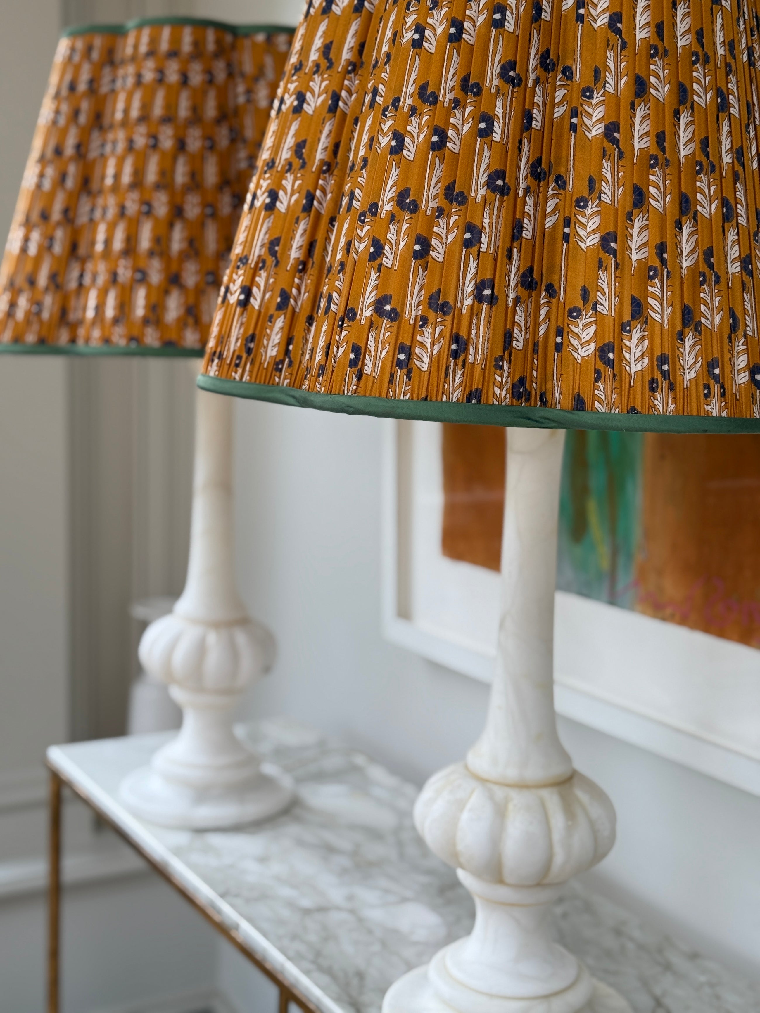 Pair of Tall Marble Table Lamps