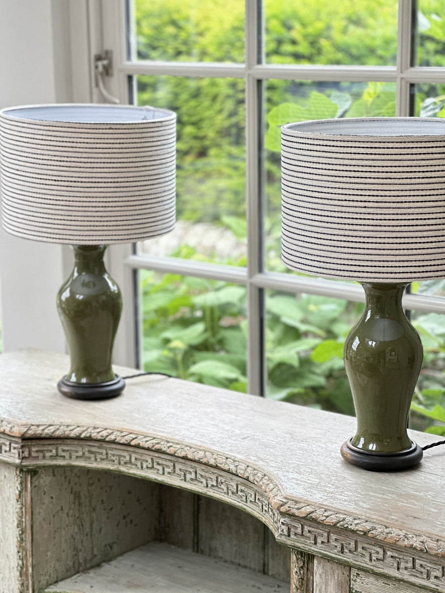 Pair of Vintage Olive Green Ceramic Lamps – Litten Tree Antiques