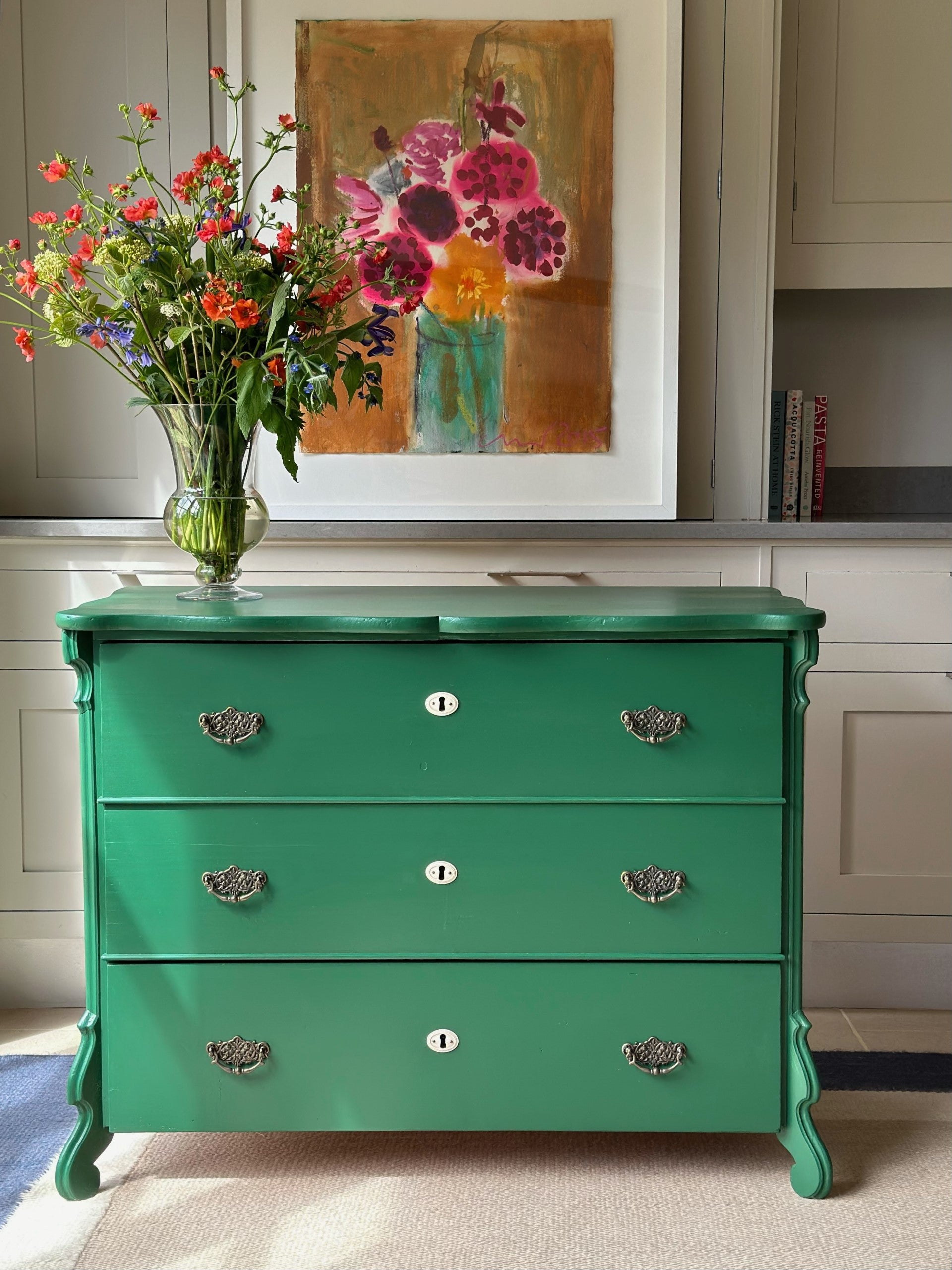 Continental Chest of Drawers Painted in Traffic Green