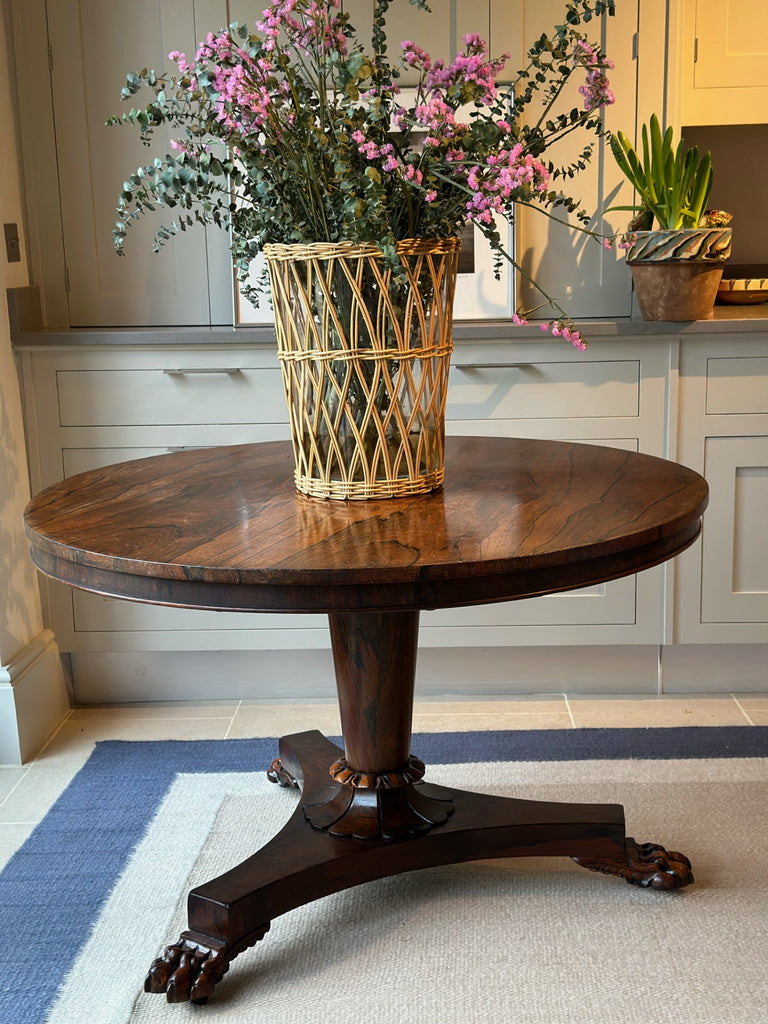 William IV Rosewood Centre Table with Lion Feet – Litten Tree Antiques