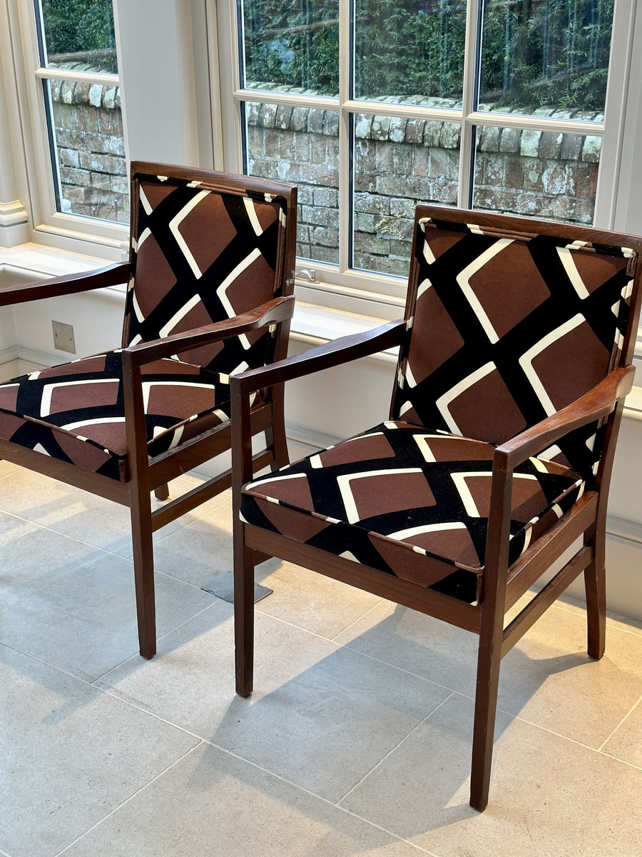 Pair of Mid-Century Chairs Upholstered in Pierre Frey x India Mahdavi ...