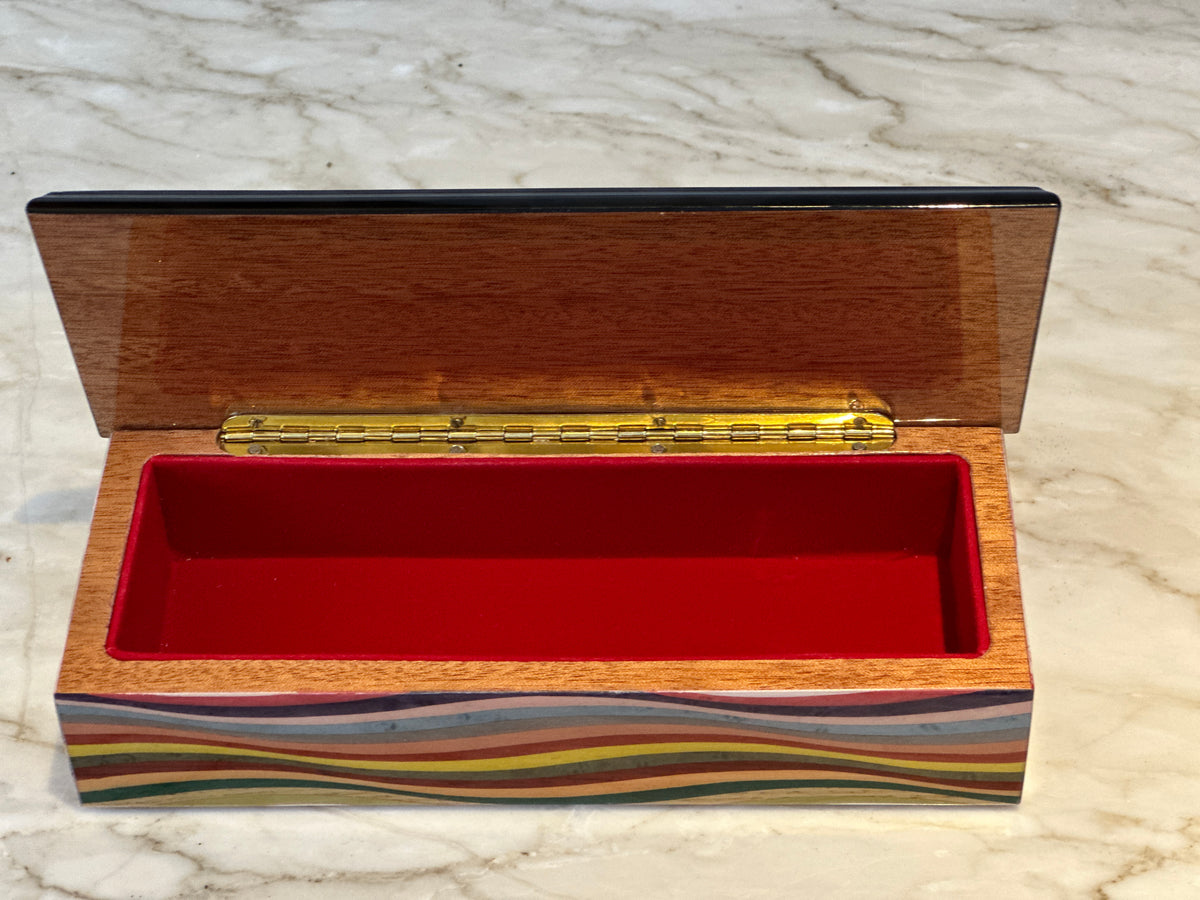 Rectangular Marquetry Box- Wavy Rainbow – Litten Tree Antiques